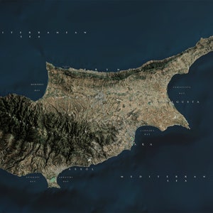 Cyprus Relief Map Artwork Poster - Etsy