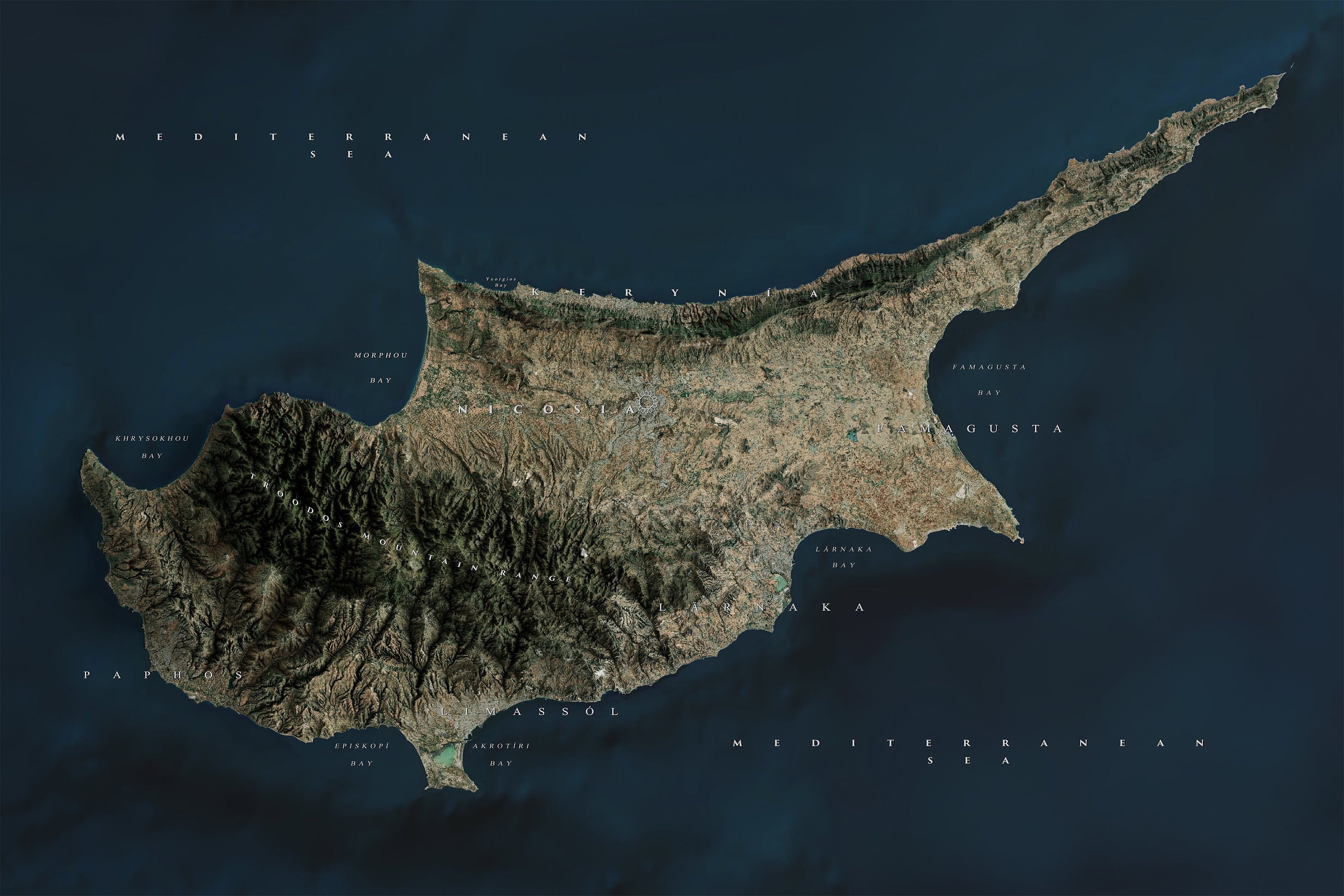 Cyprus Relief Map Artwork Poster - Etsy
