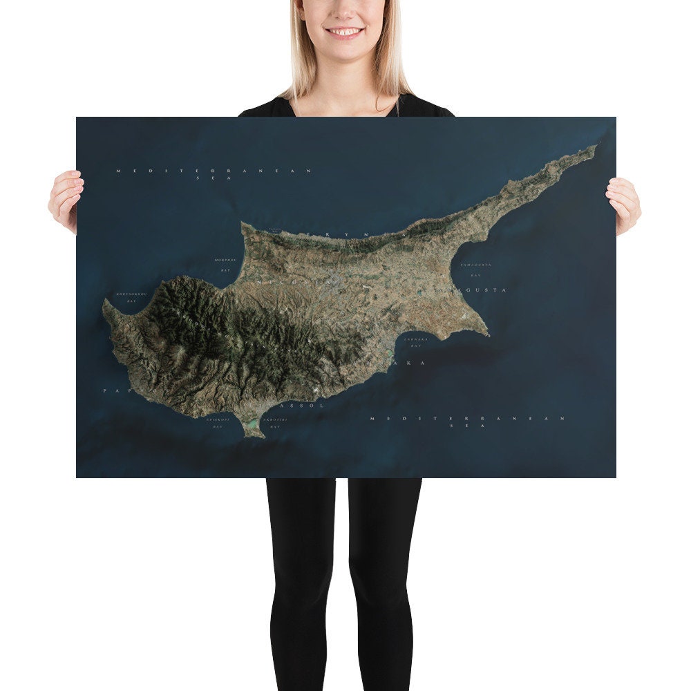 Cyprus Relief Map Artwork Poster - Etsy