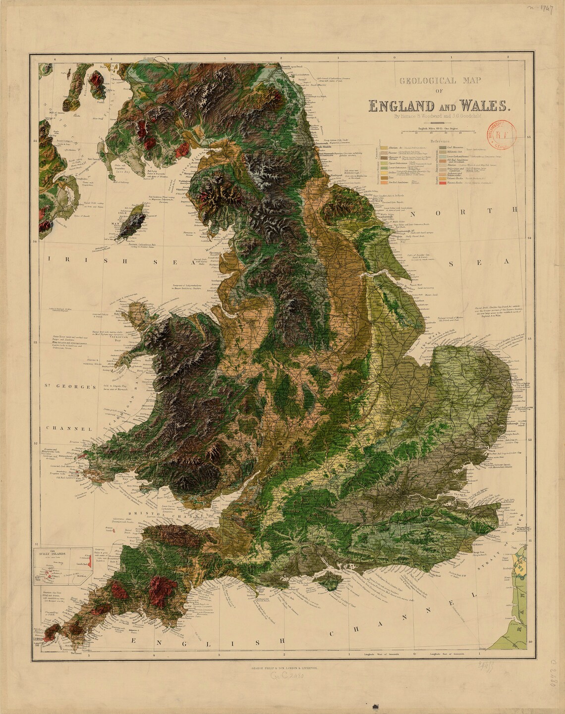 Geological Relief Map of England and Wales - Vintage Home Décor Poster ...