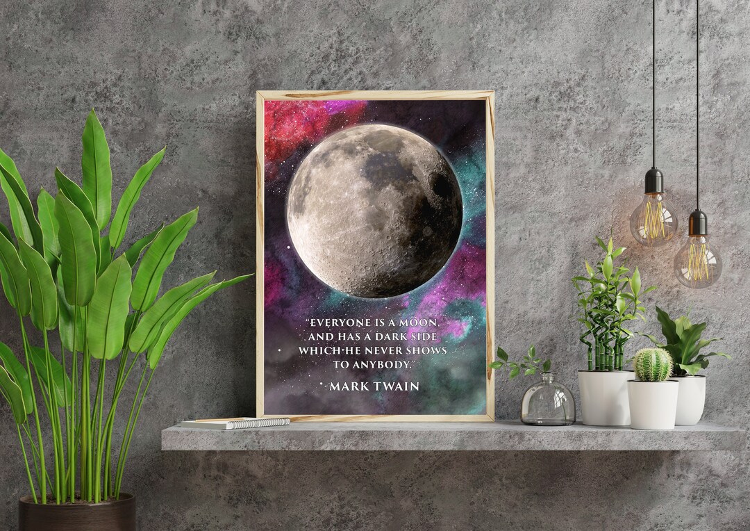 Moon Poster Mark Twain Quote Space Art Water Color - Etsy