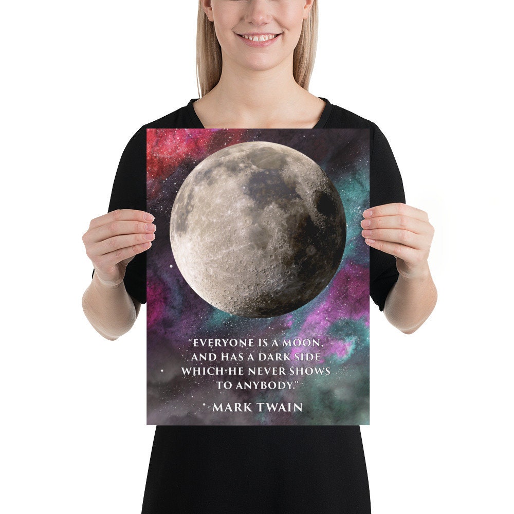 Moon Poster Mark Twain Quote Space Art Water Color - Etsy