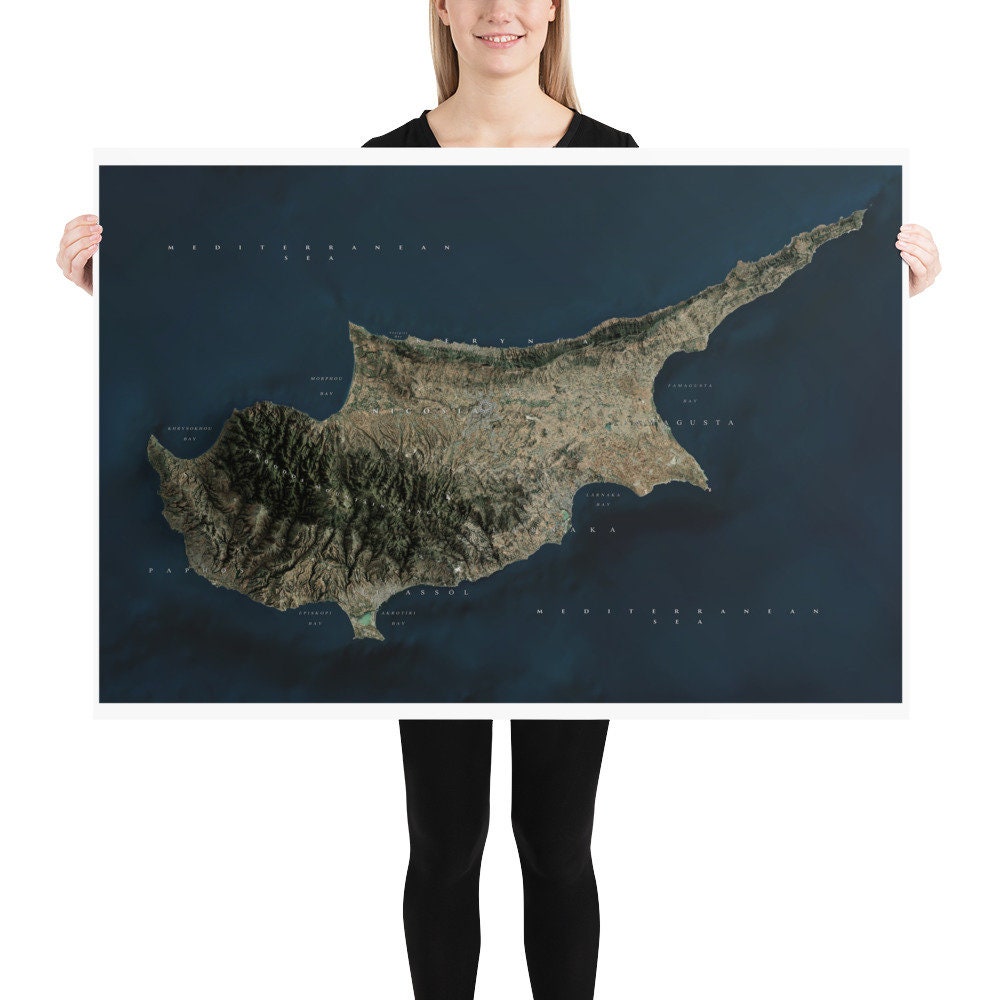 Cyprus Relief Map Artwork Poster - Etsy
