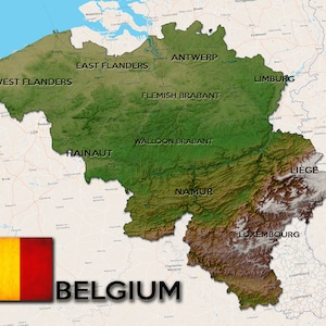 Belgium Relief Map and Street Map - Printed Décor - Etsy