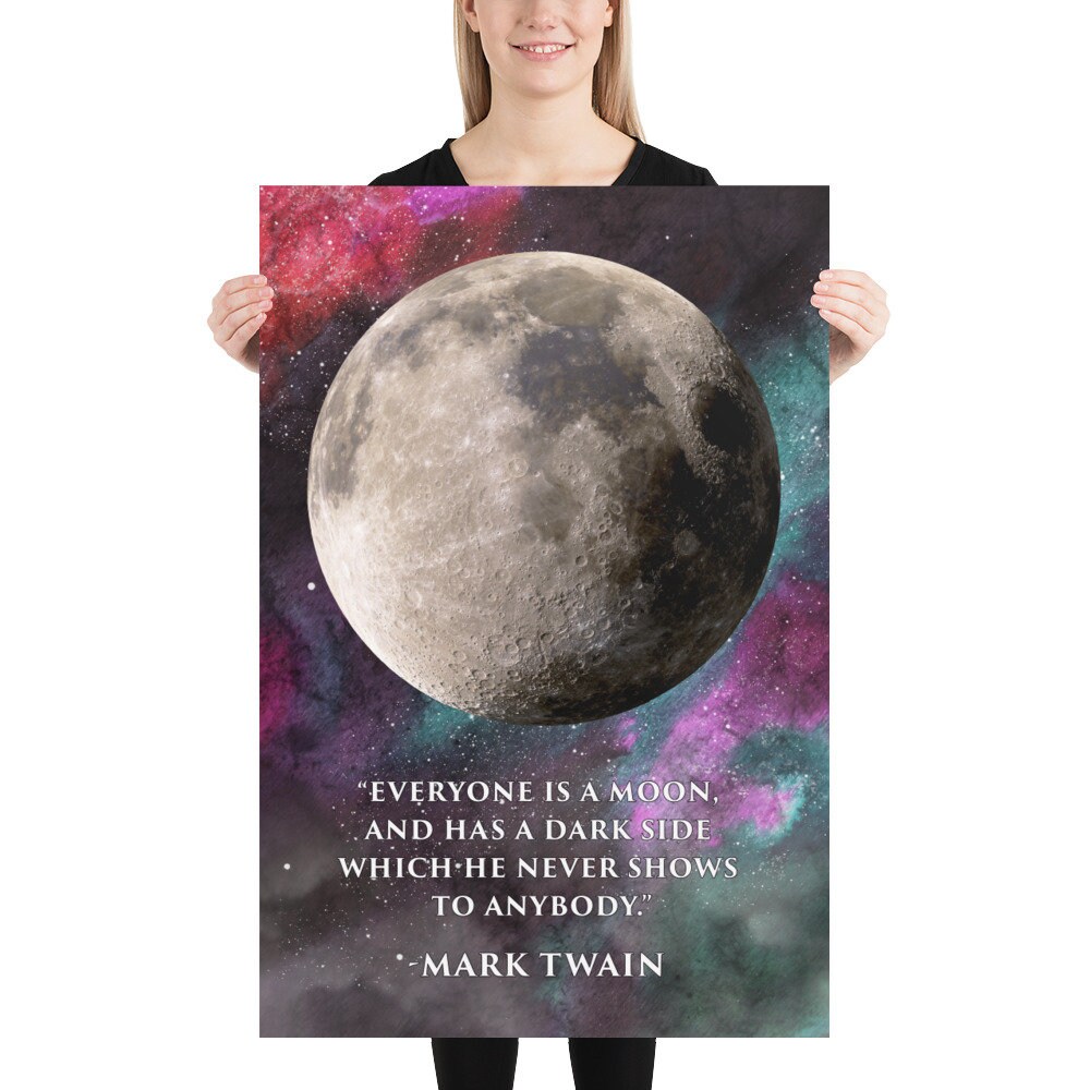 Moon Poster Mark Twain Quote Space Art Water Color - Etsy