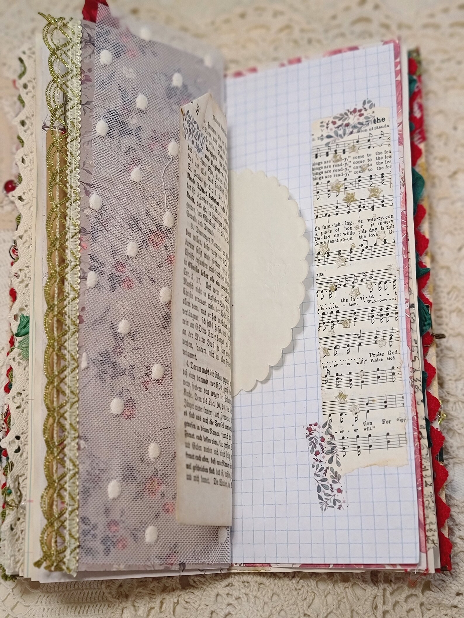 Tall Skinny Christmas Junk Journal/gift/unique/embellished/book/red ...