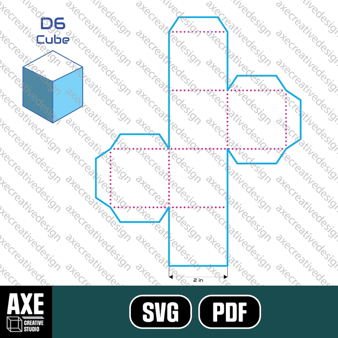 D6 3D Cube Dice Foldable Template: Digital Download - Print at Home DYI ...