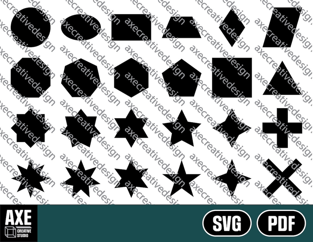 24 Basic Shapes Bundle | Digital SVG Vector File | Cutting Cricut Decal ...