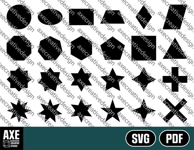 24 Basic Shapes Bundle | Digital SVG Vector File | Cutting Cricut Decal ...