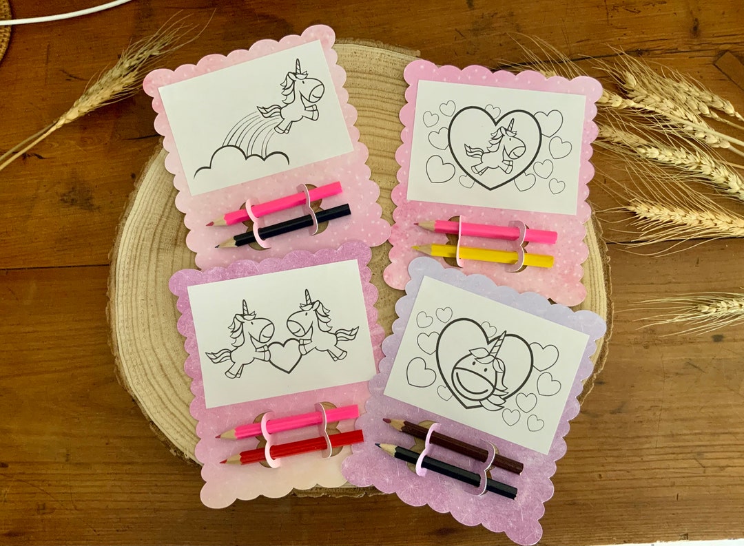 Unicorn Coloring Card for Children With Pencil - Etsy