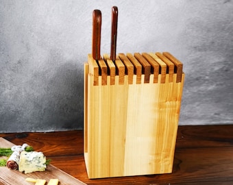 Wooden Knife Holder Wooden Knife Stand Wooden Knife Block Rustic Knife ...