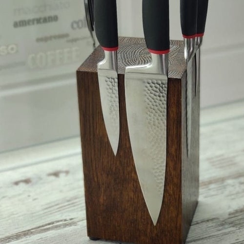 Magnetic Knife Block Wooden Knife Stand Rustic Knife Block | Etsy