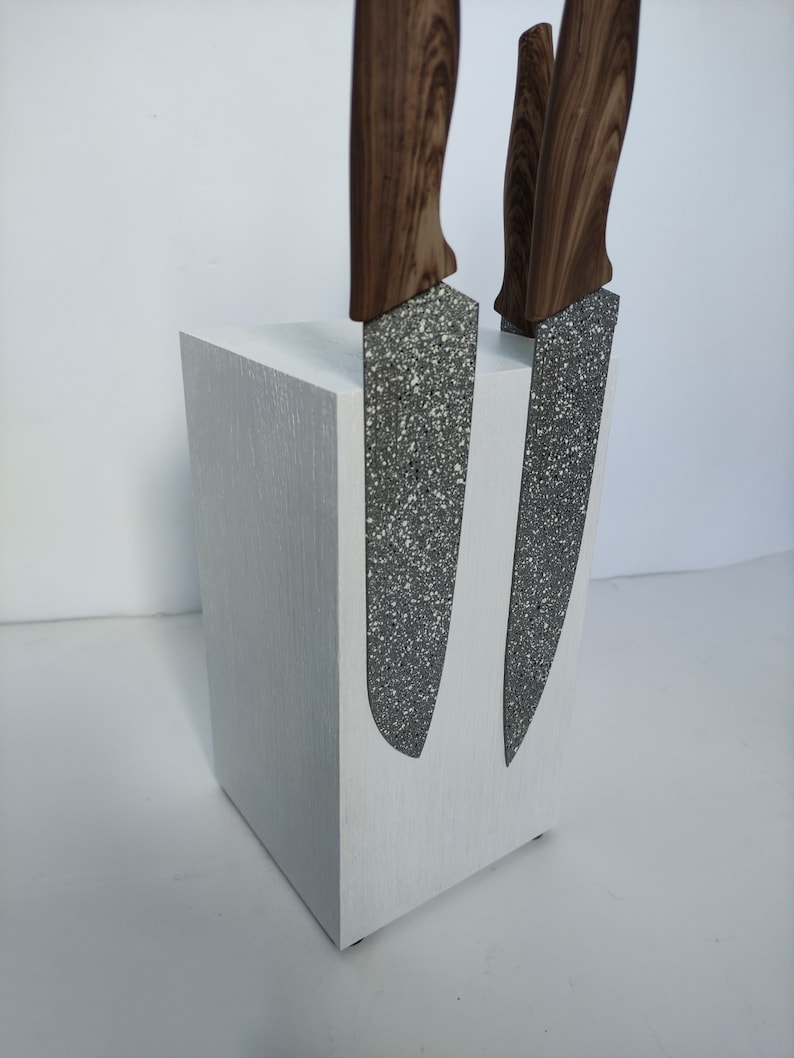 Wood Knife Holder Wooden Knife Block Magnet Knife Stand Rustic Knife ...