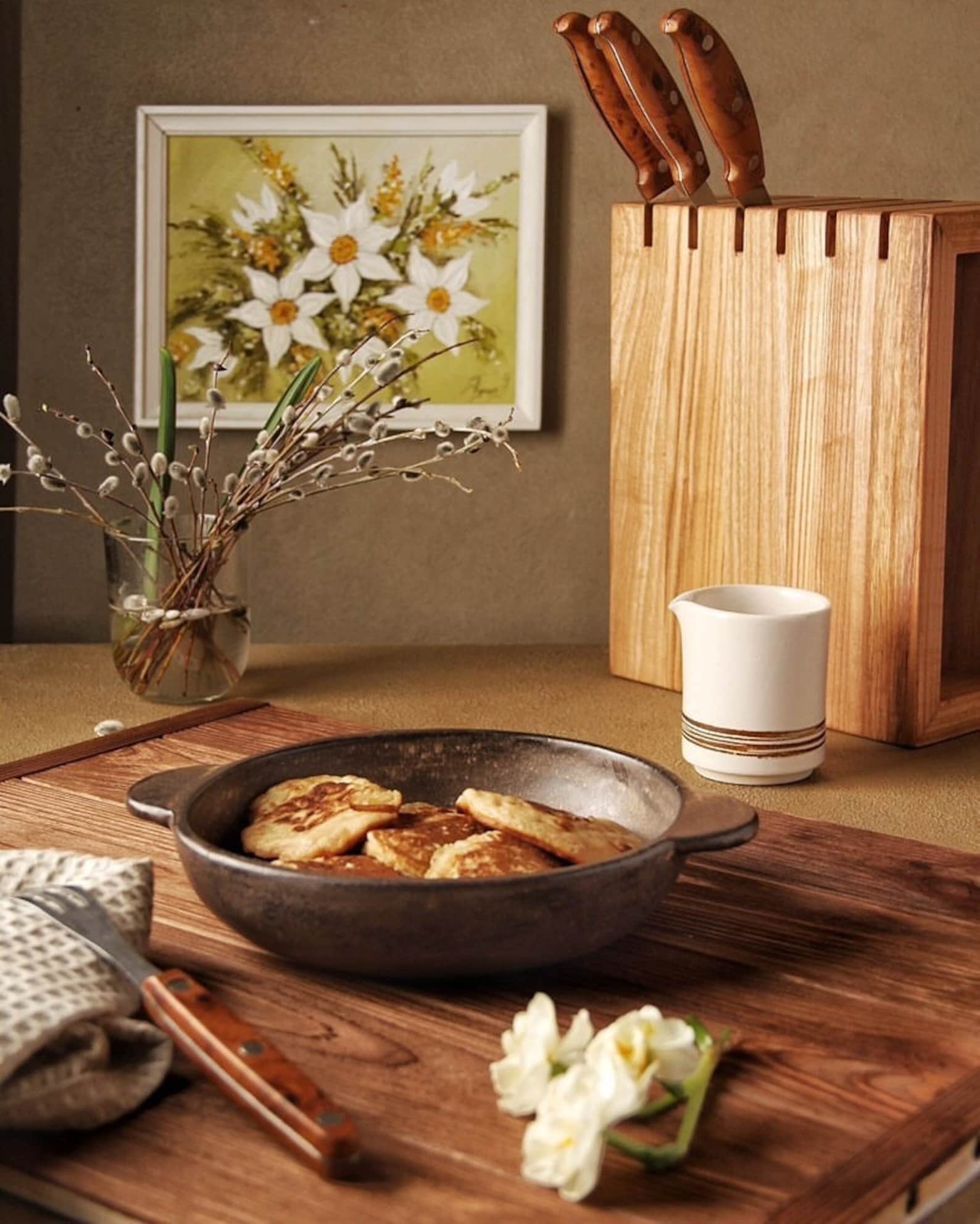 Oak Wood Knife Block Custom Knife Holder Rustic Knife Set Stand Knife ...