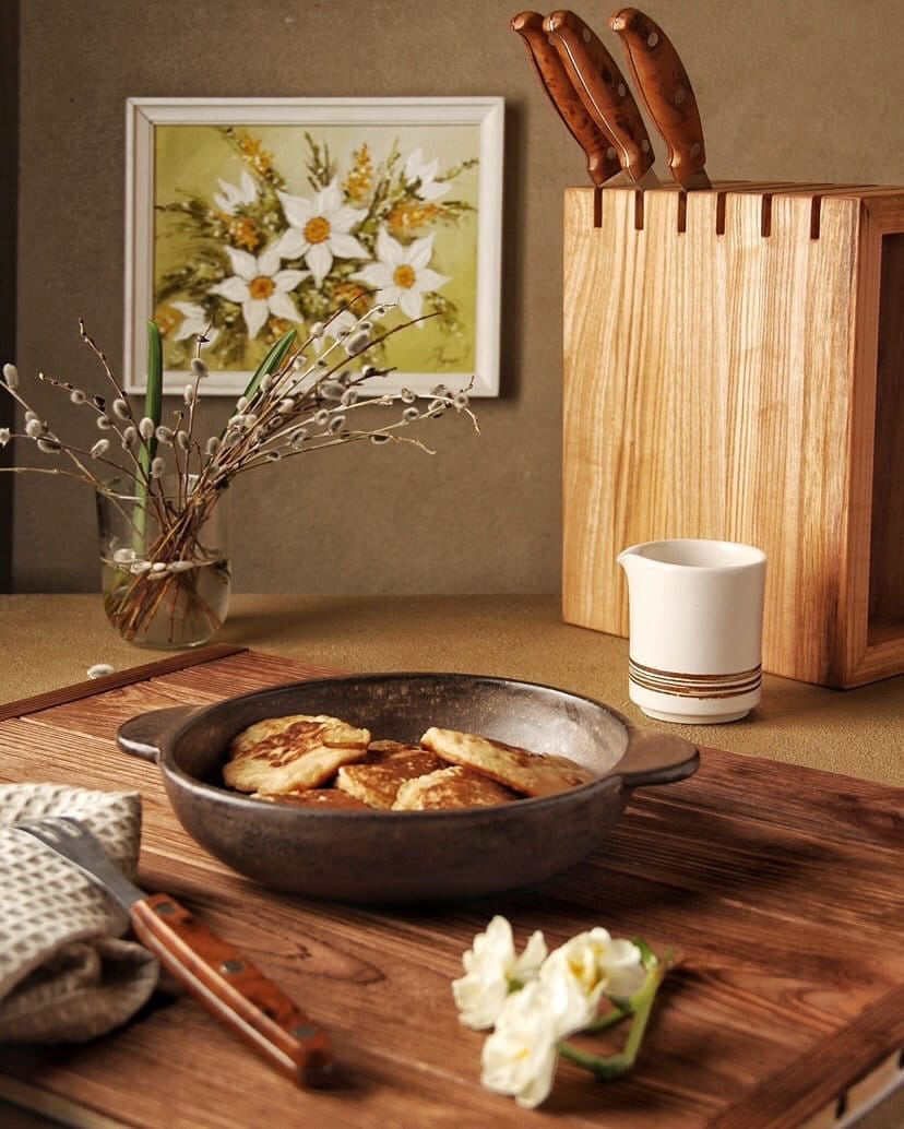 Knife Block Oak Wood Knife Holder Rustic Knife Set Stand - Etsy