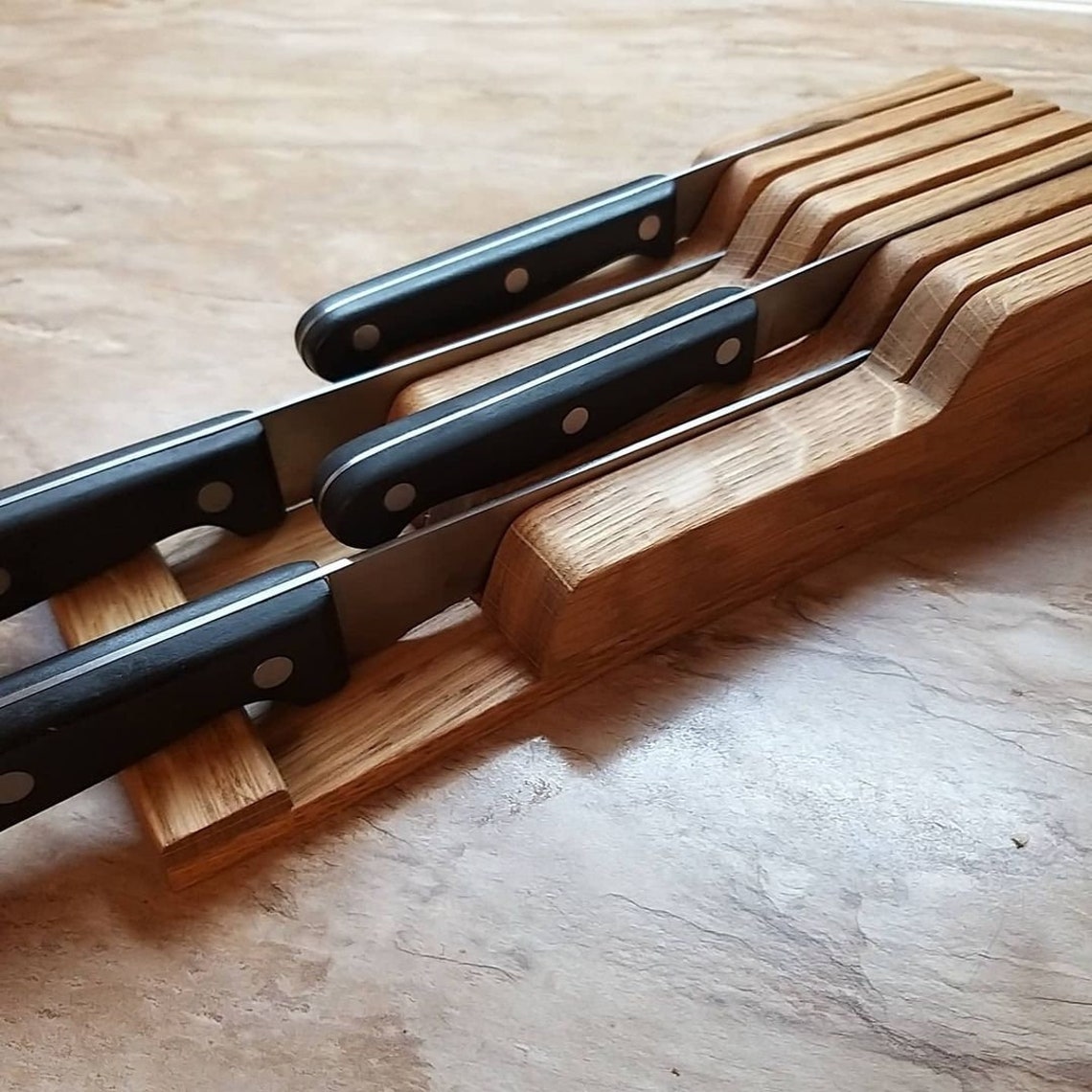 Wooden Rustic Knife Stand Wooden Knife Block Knife Stand Wood Knife ...