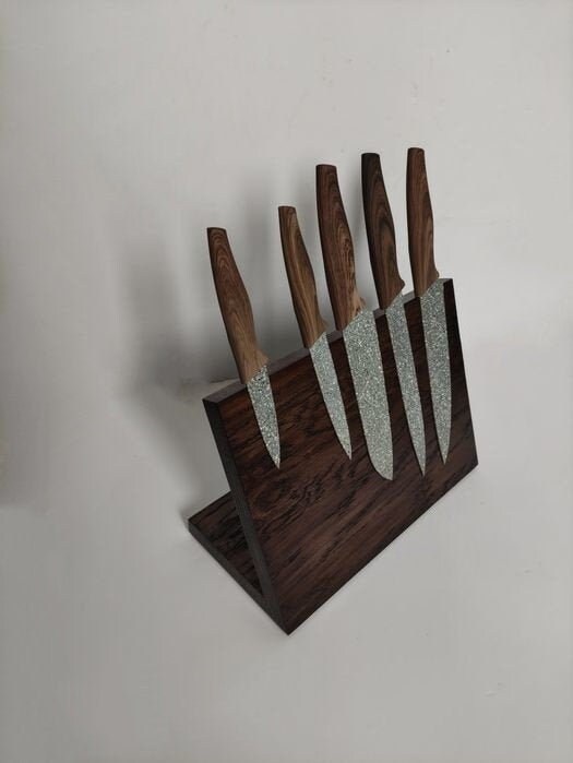 Oak Knife Stand Magnetic Knife Stand Rustic Knife Block Wooden - Etsy