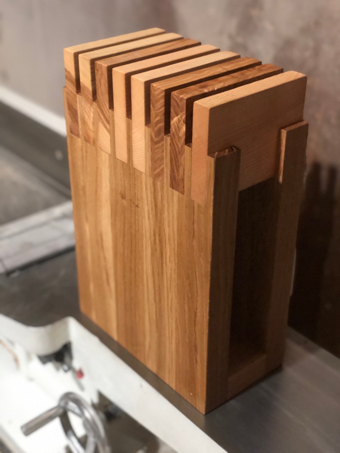 Oak Knife Holder Wood Knife Block Custom Knife Holder Rustic Knife Set ...