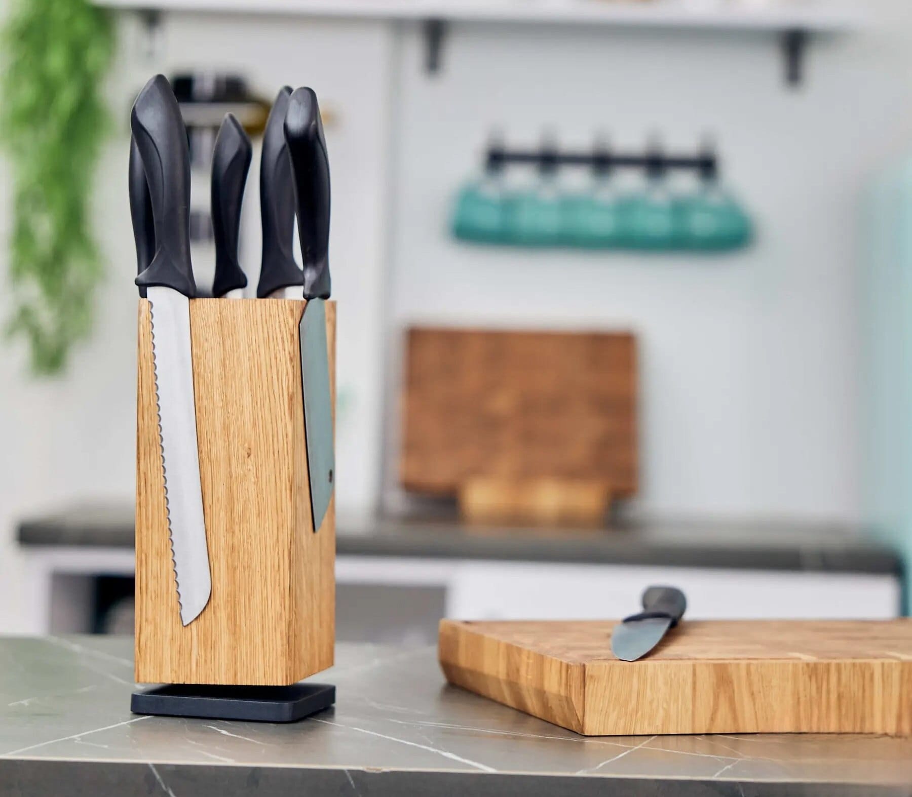 Rotating Knife Holder 360 Magnetic Knife Block Rotating Block Rustic ...