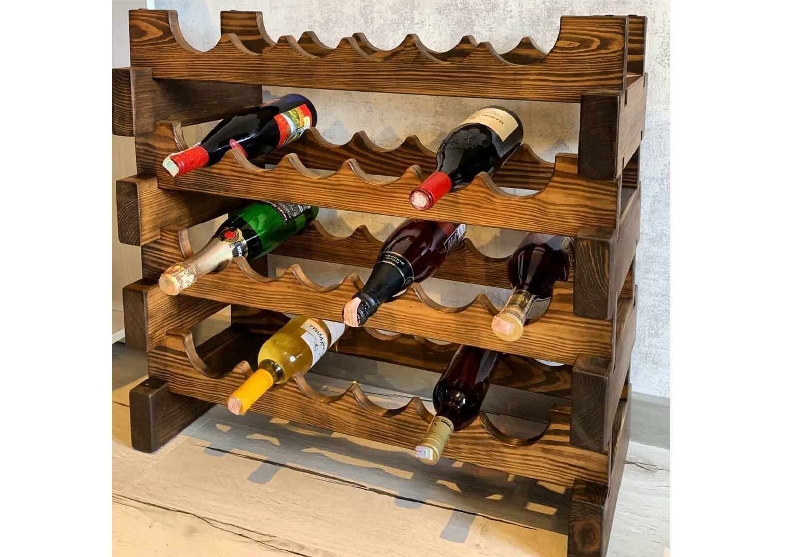 Large Wooden Wine Cabinet Large Wooden Rustic Wine Stand Wood Bottle ...