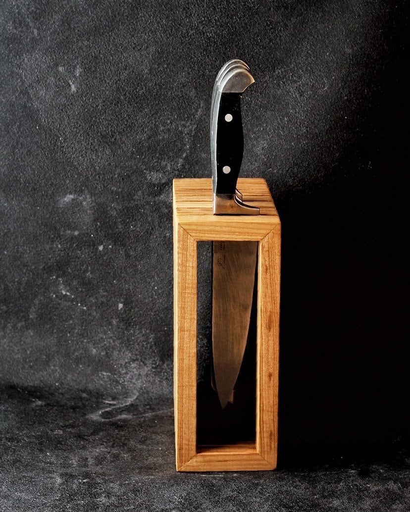 Oak Wood Knife Block Custom Knife Holder Rustic Knife Set Stand Knife ...