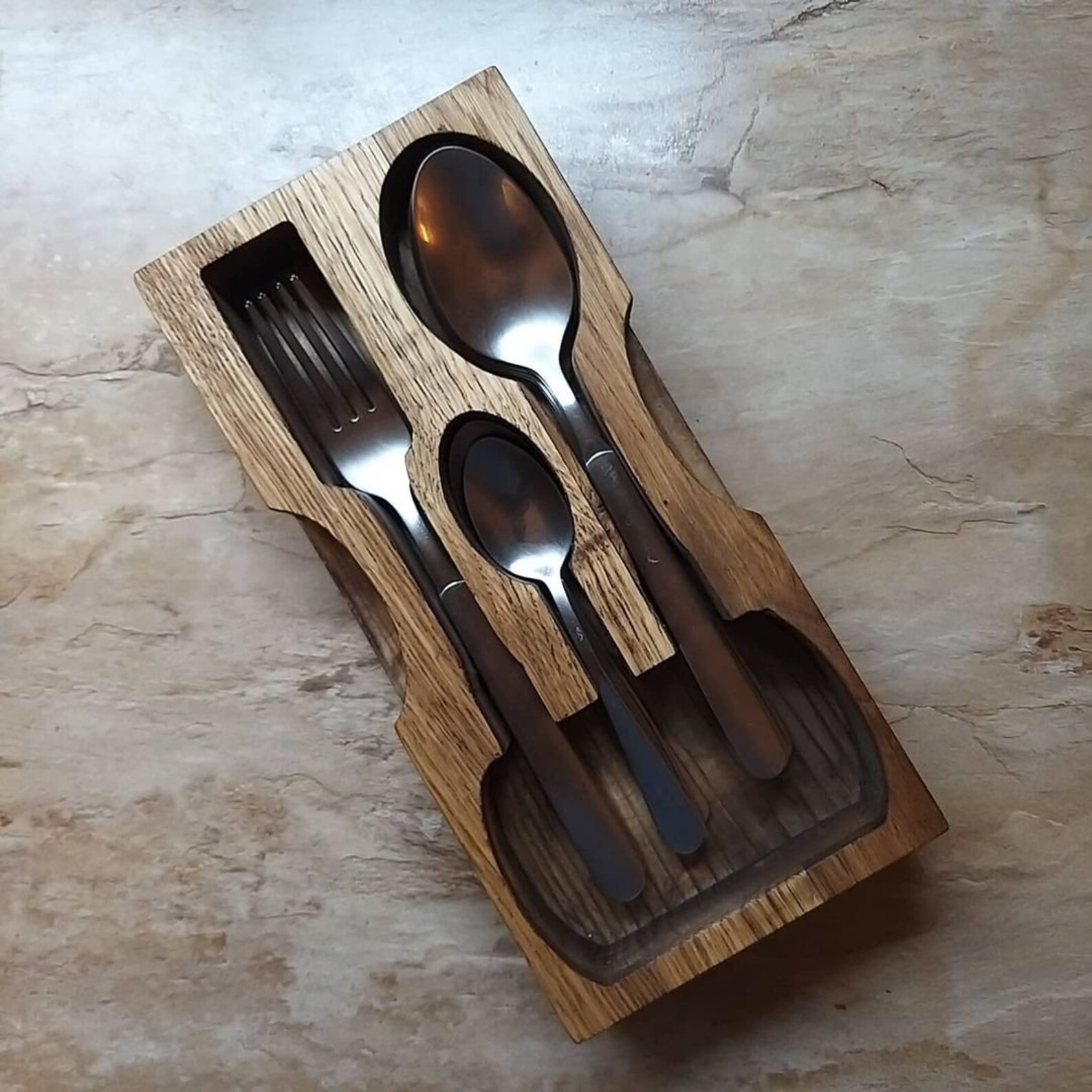 Wooden Rustic Utensil Box Miniature Kitchen Organizer Wood Cutlery ...