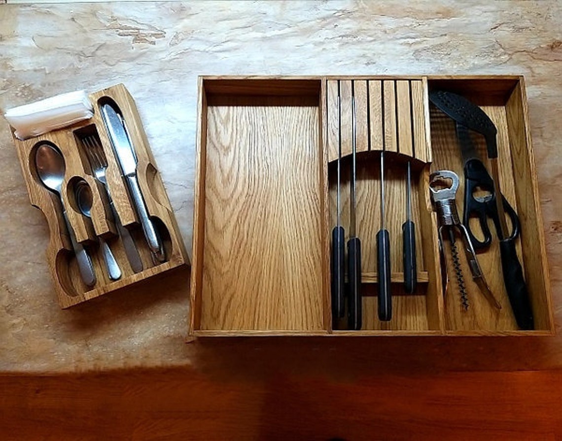 Wooden Rustic Cutlery Holder Box Wooden Kitchen Organizer Cutlery ...