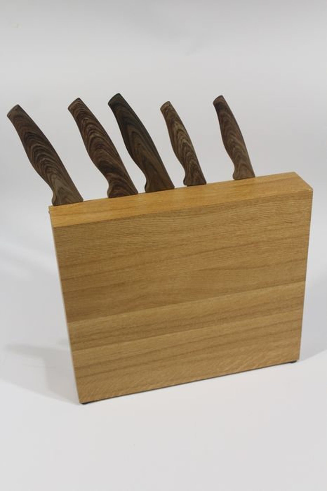 Rustic Knife Stand Wooden Knife Block Magnetic Knife Block Oak - Etsy