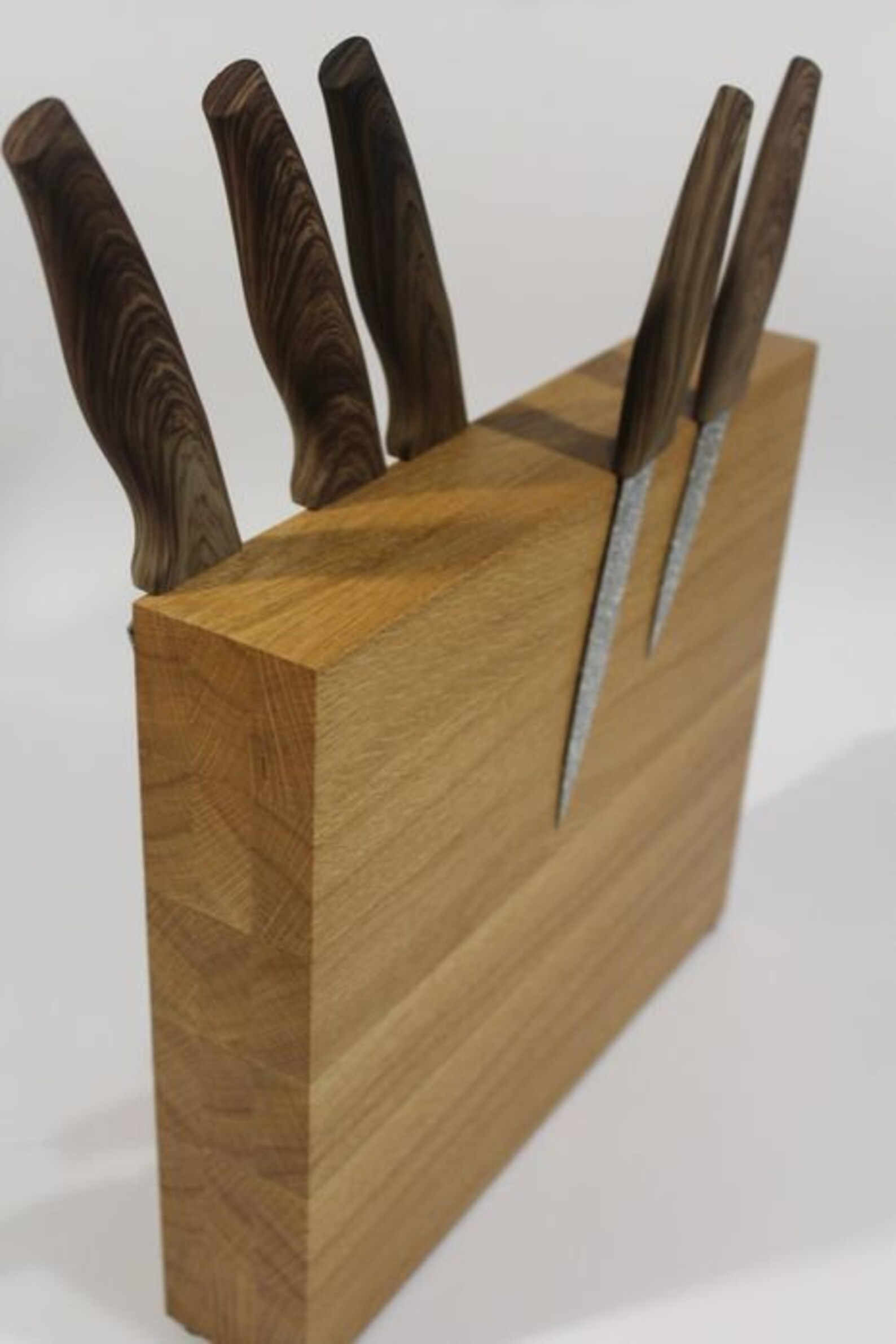 Rustic Knife Stand Wooden Knife Block Magnetic Knife Block Oak Knife ...