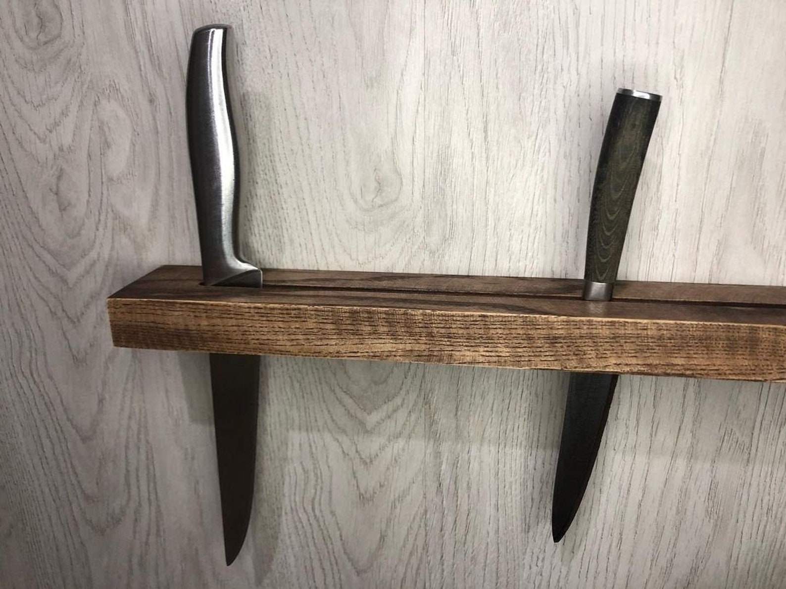Wooden Rustic Knife Shelf Wooden Knife Stand Wooden Knife Block Knife ...