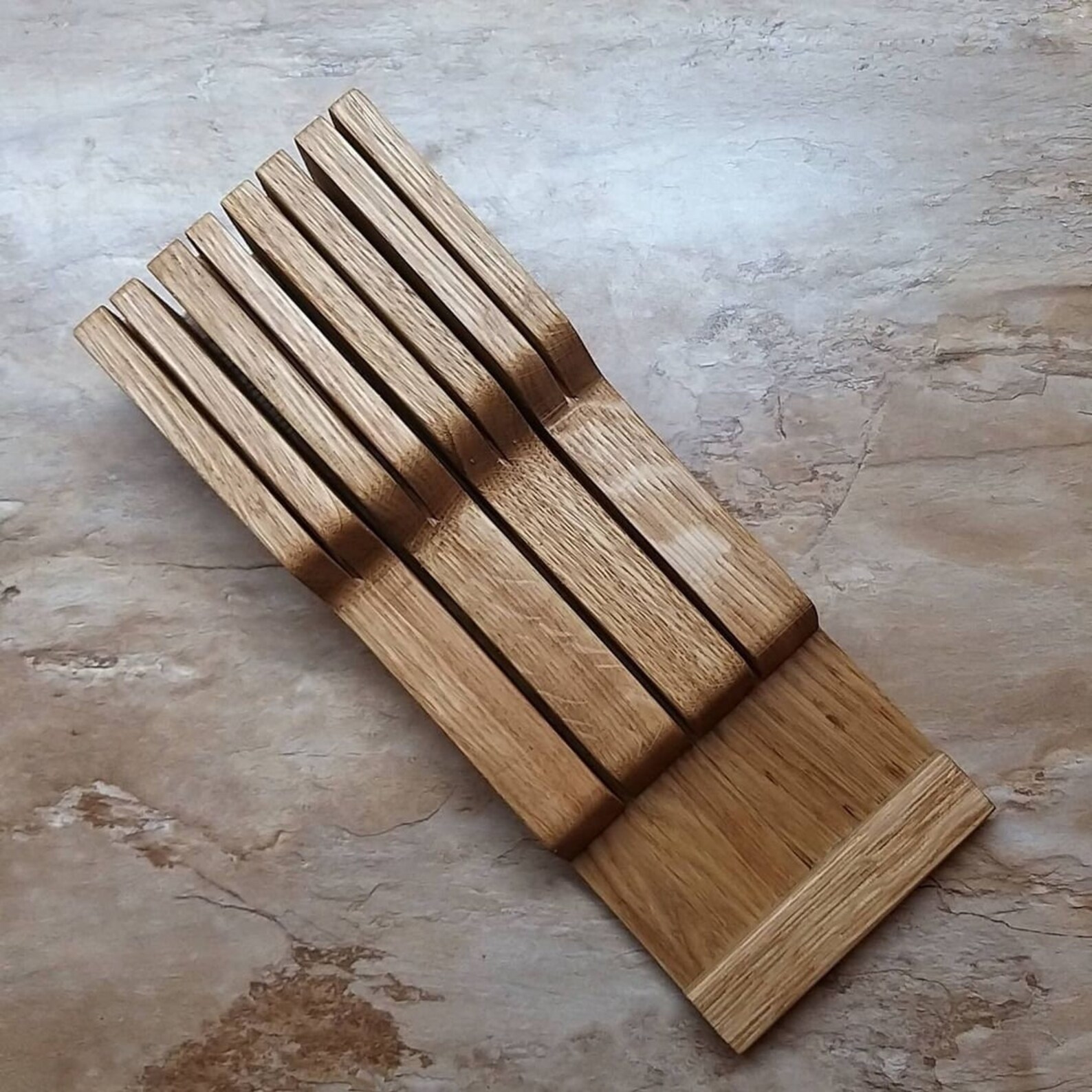 Rustic Oak Wooden Knife Block - Countertop Knife Stand - Etsy