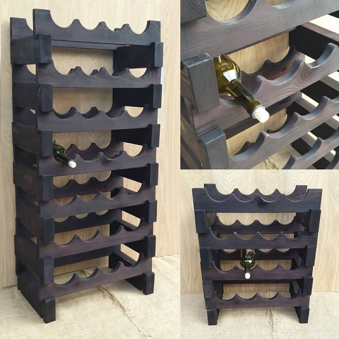 Large Wooden Bottle Shelf Rustic Wine Rack Wine Holder Wooden Wine ...