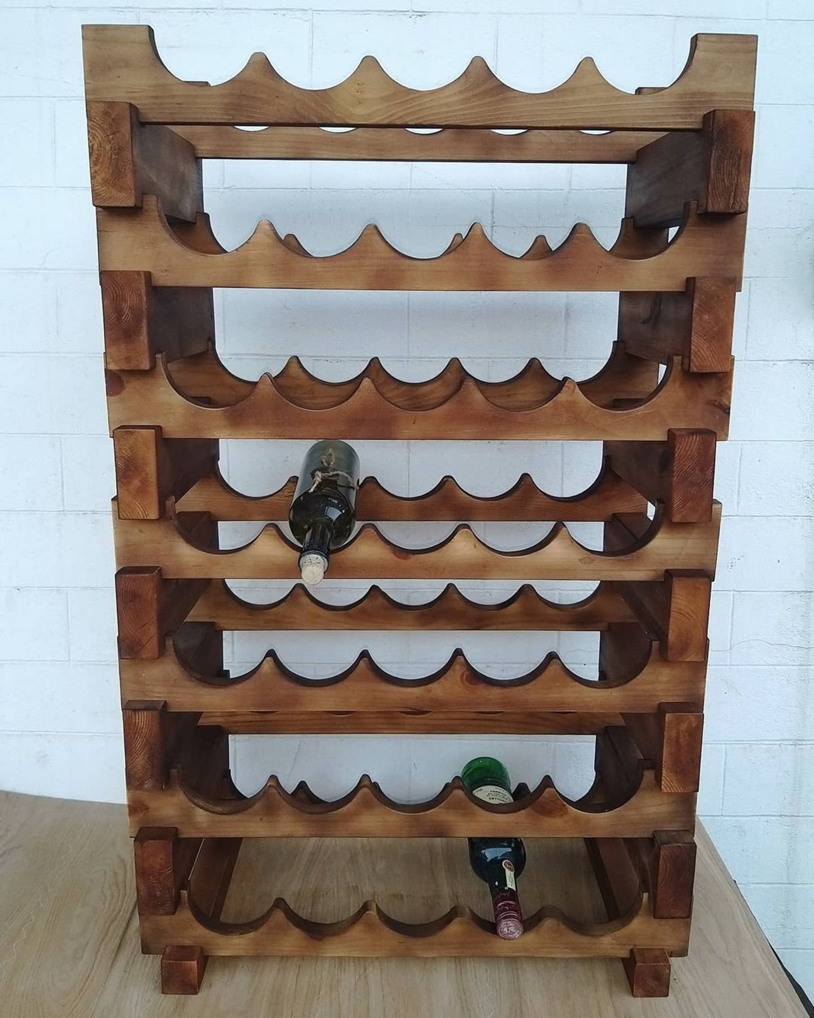 Rustic Wooden Wine Rack, Collapsible Wine Storage Shelf - Etsy
