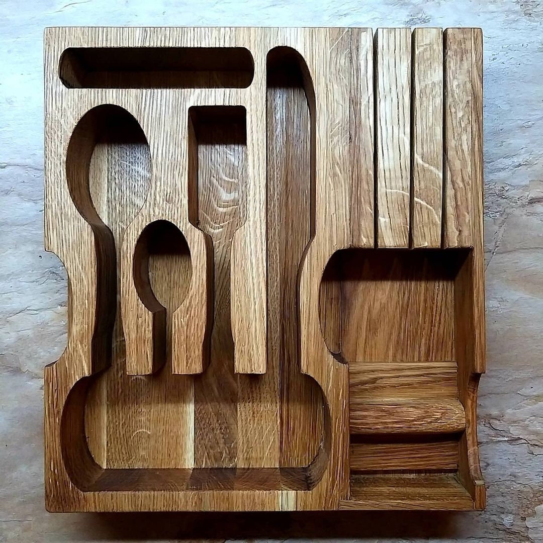 Wooden Kitchen Organizer Rustic Wood Cutlery Stand Cutlery Holder Box ...