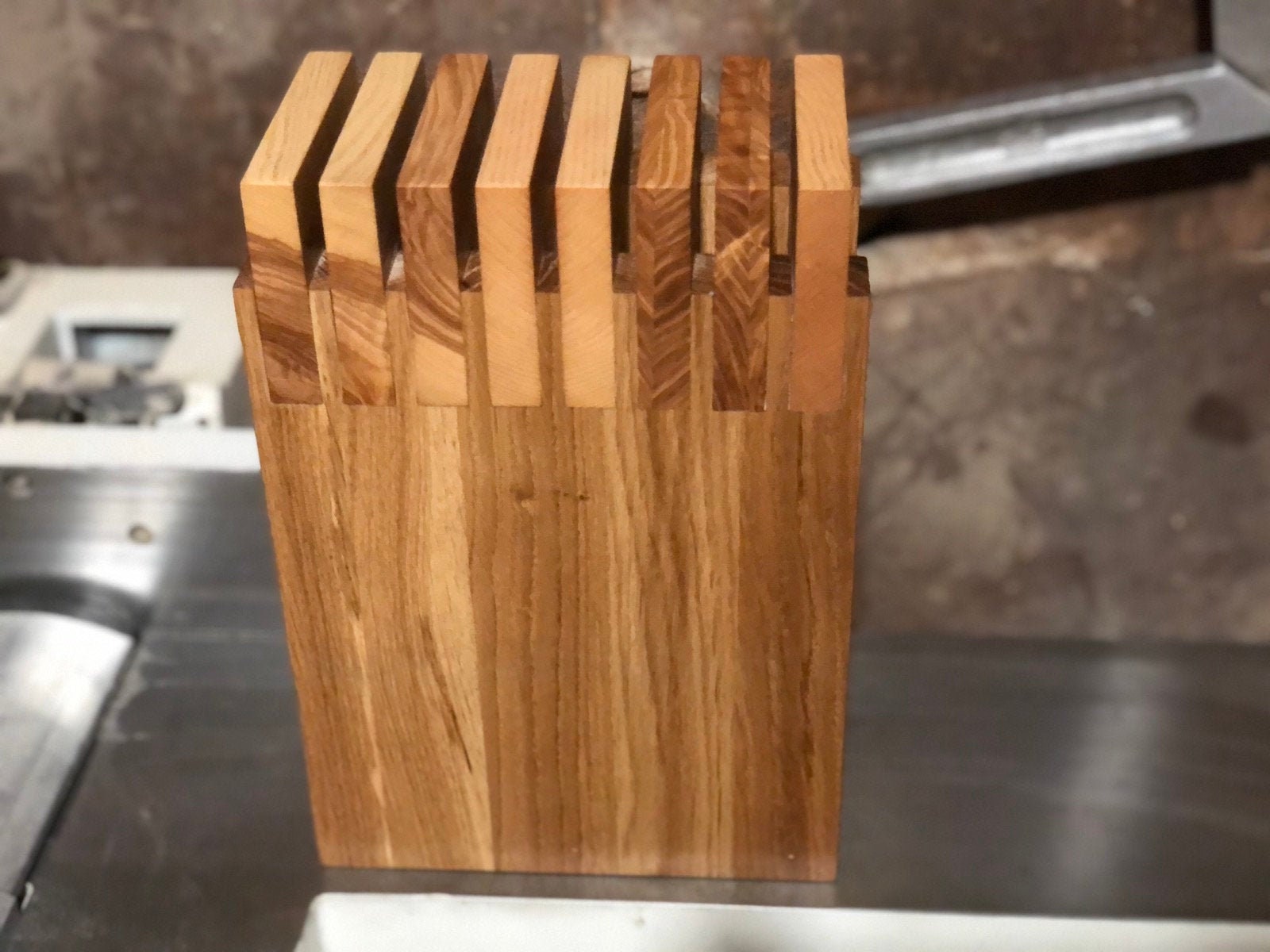 Oak Knife Holder Wood Knife Block Custom Knife Holder Rustic Knife Set ...