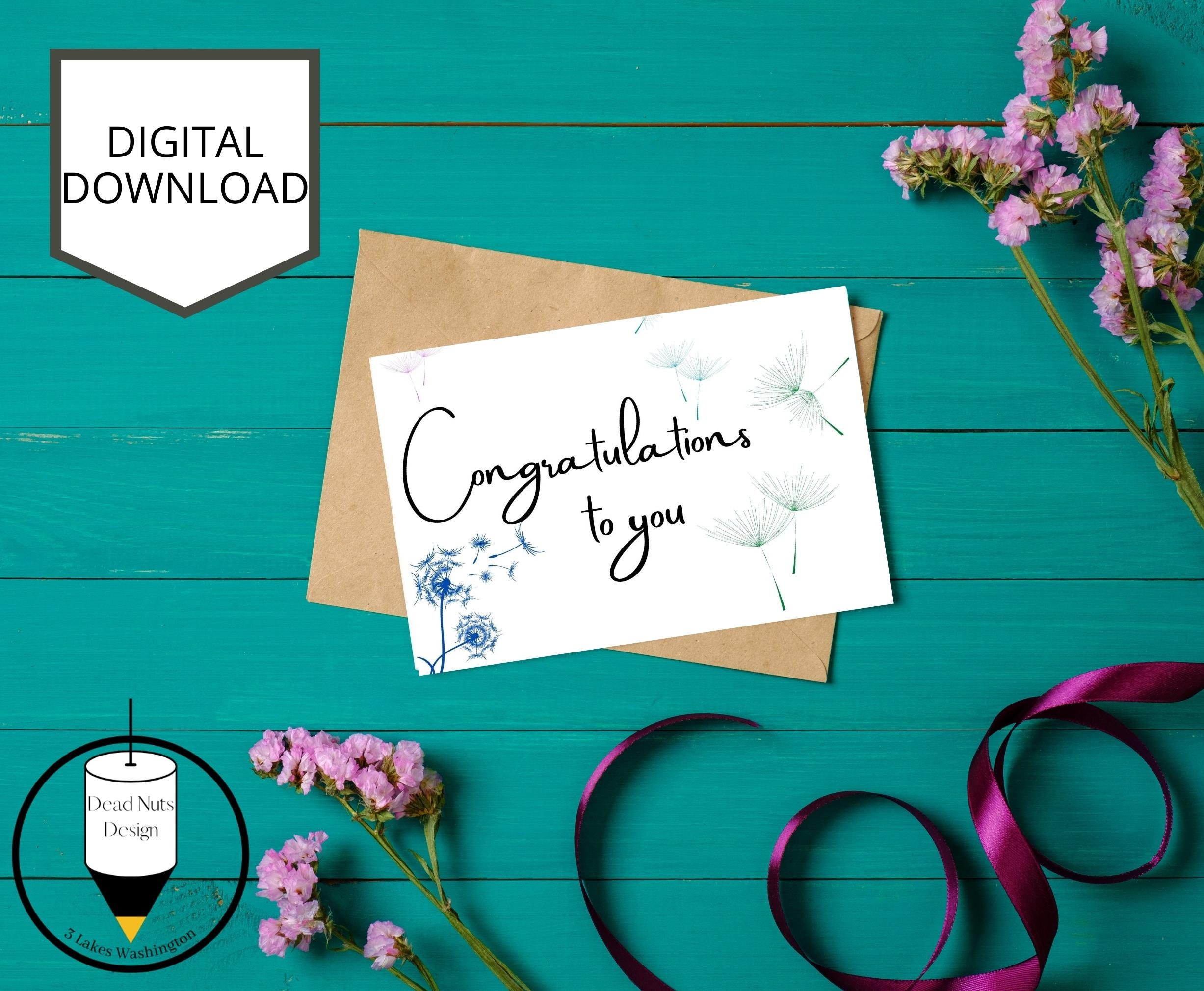 Printable Congratulations Card, Instant Download Congratulations ...