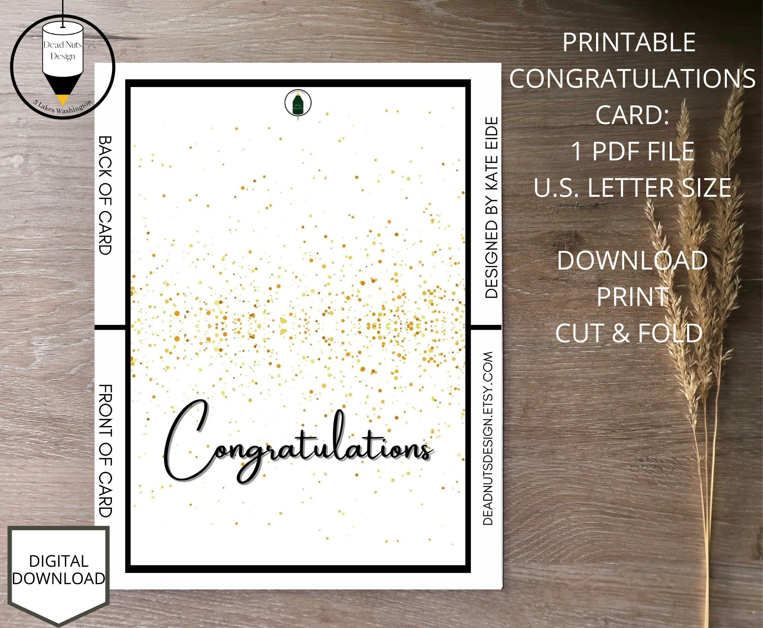 Printable Congratulations Card, Instant Download Congratulations ...