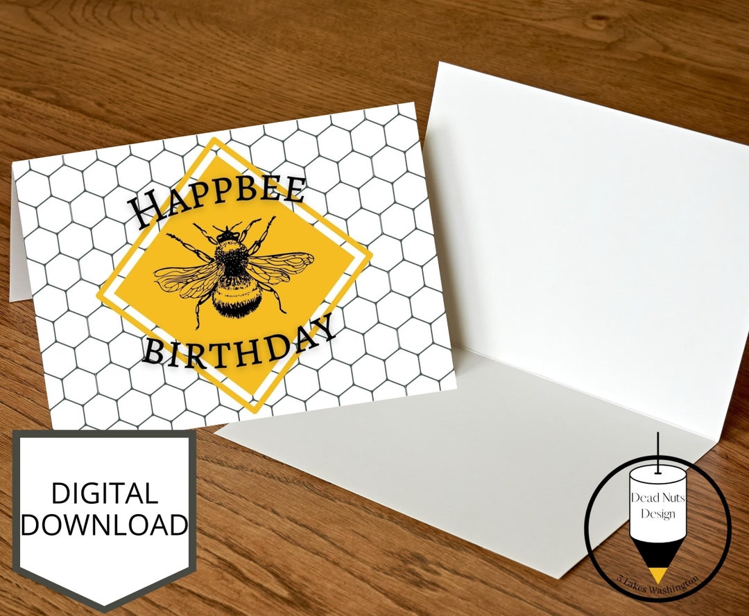 Printable Happy Birthday Cad, Happbee Birthday Instant Download;oad ...