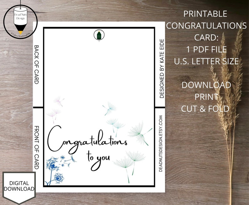 Printable Congratulations Card, Instant Download Congratulations ...
