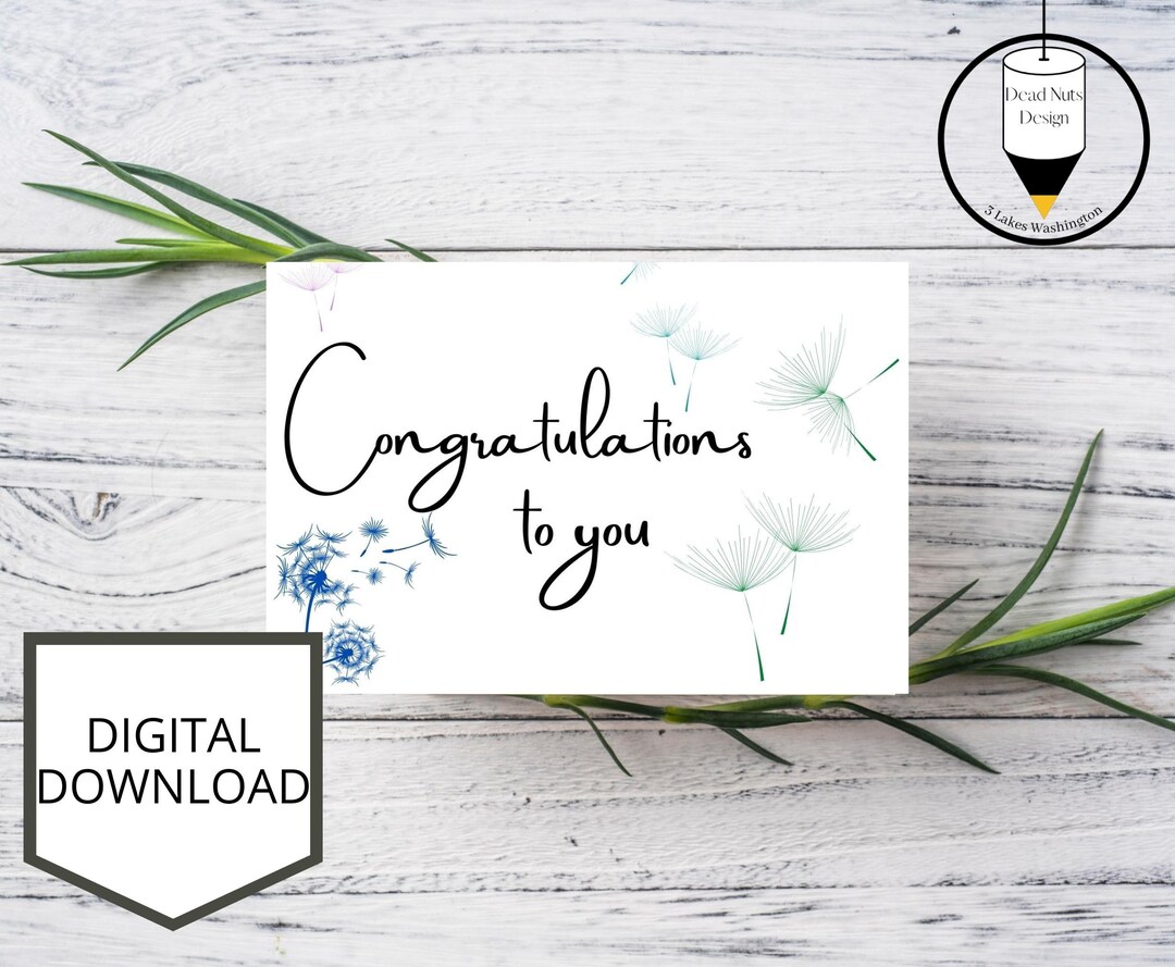 Printable Congratulations Card, Instant Download Congratulations ...