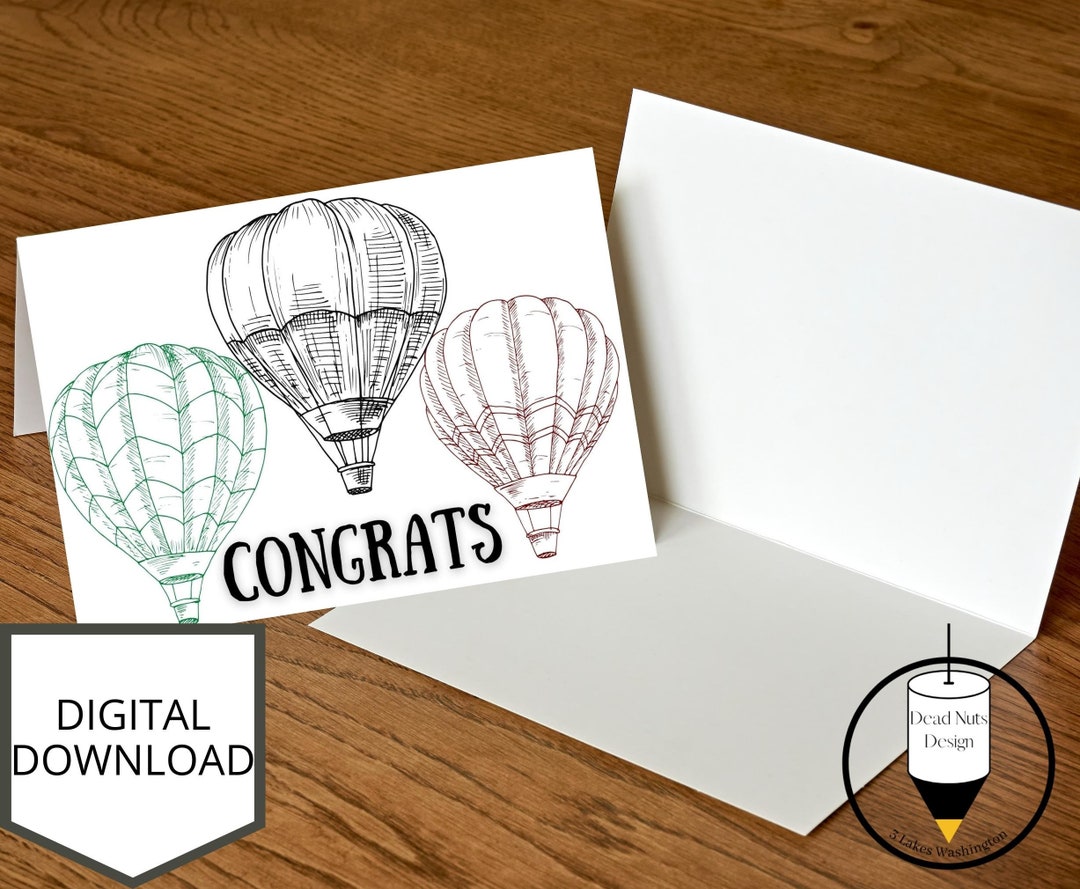 Printable Congratulations Greeting Card, Digital Instant Download ...