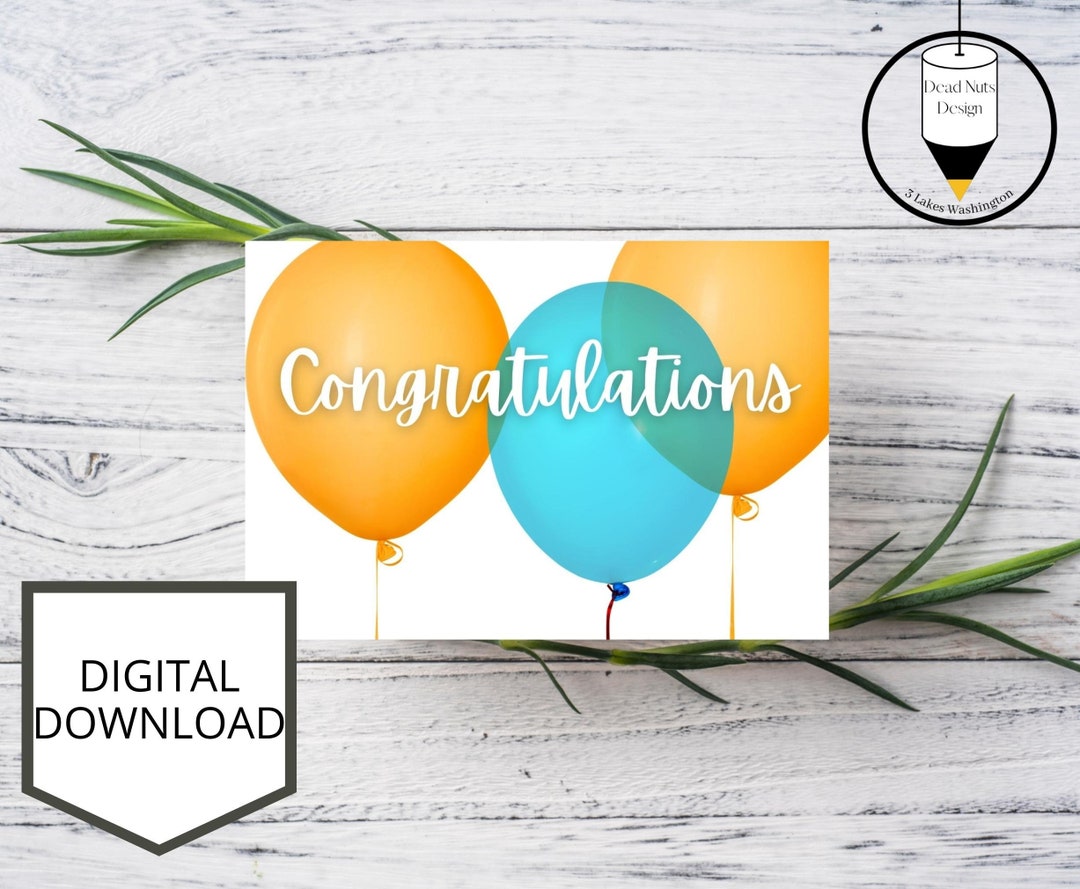 Printable Congratulations Greeting Card, Congrats Instant Download Card ...