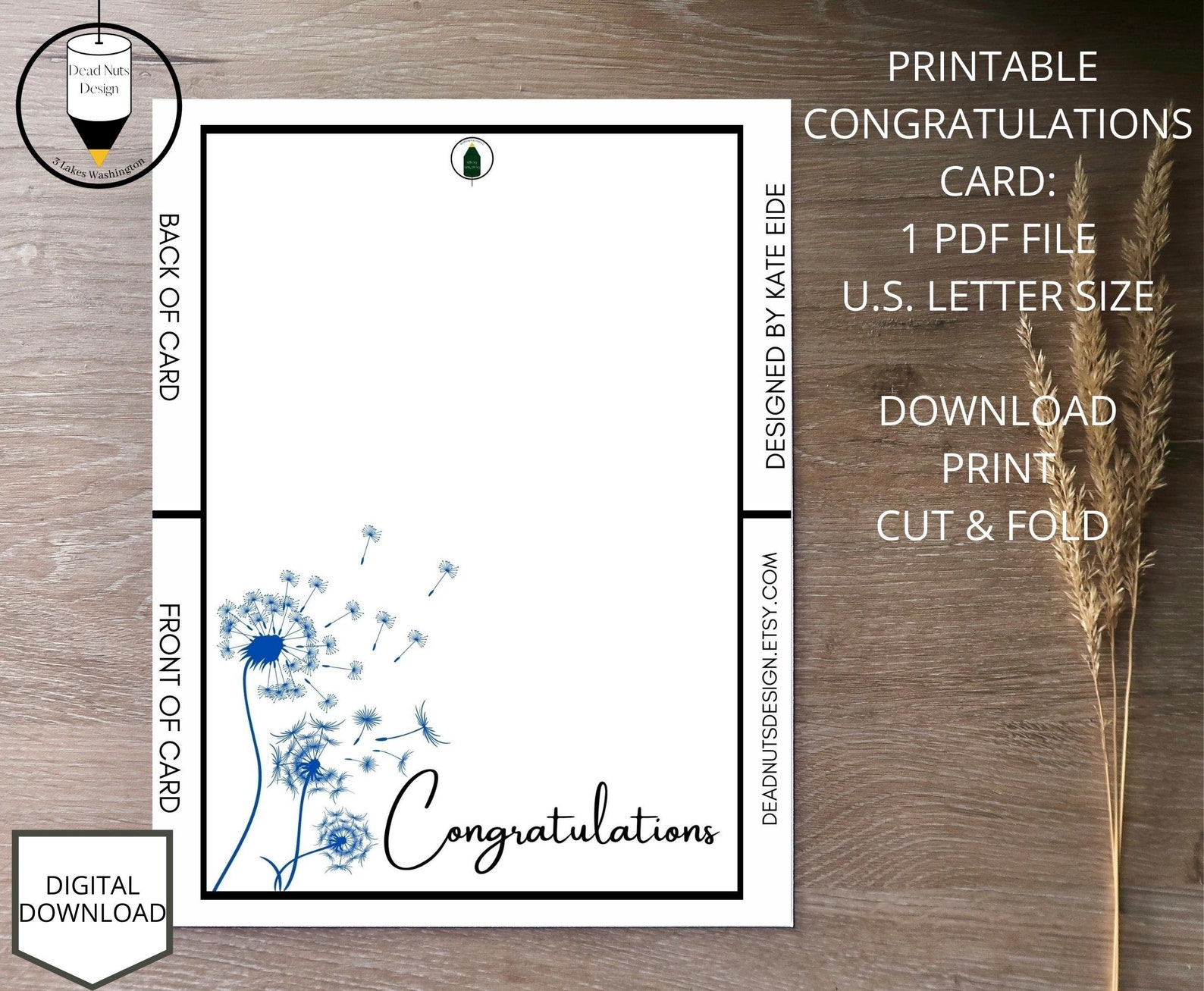 Printable Congratulations Card, Instant Download Congratulations Card ...