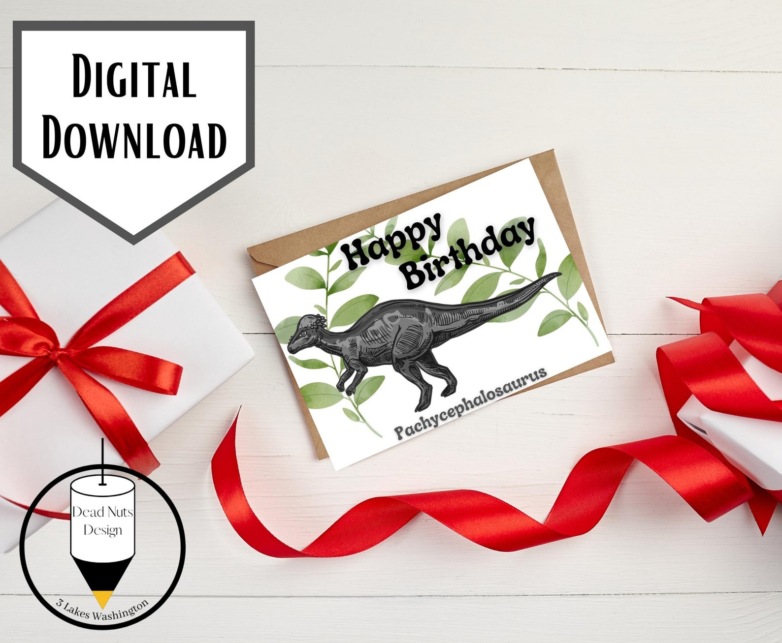 Printable Dinosaur Happy Birthday Card, Pachycephalosaurus Birthday ...