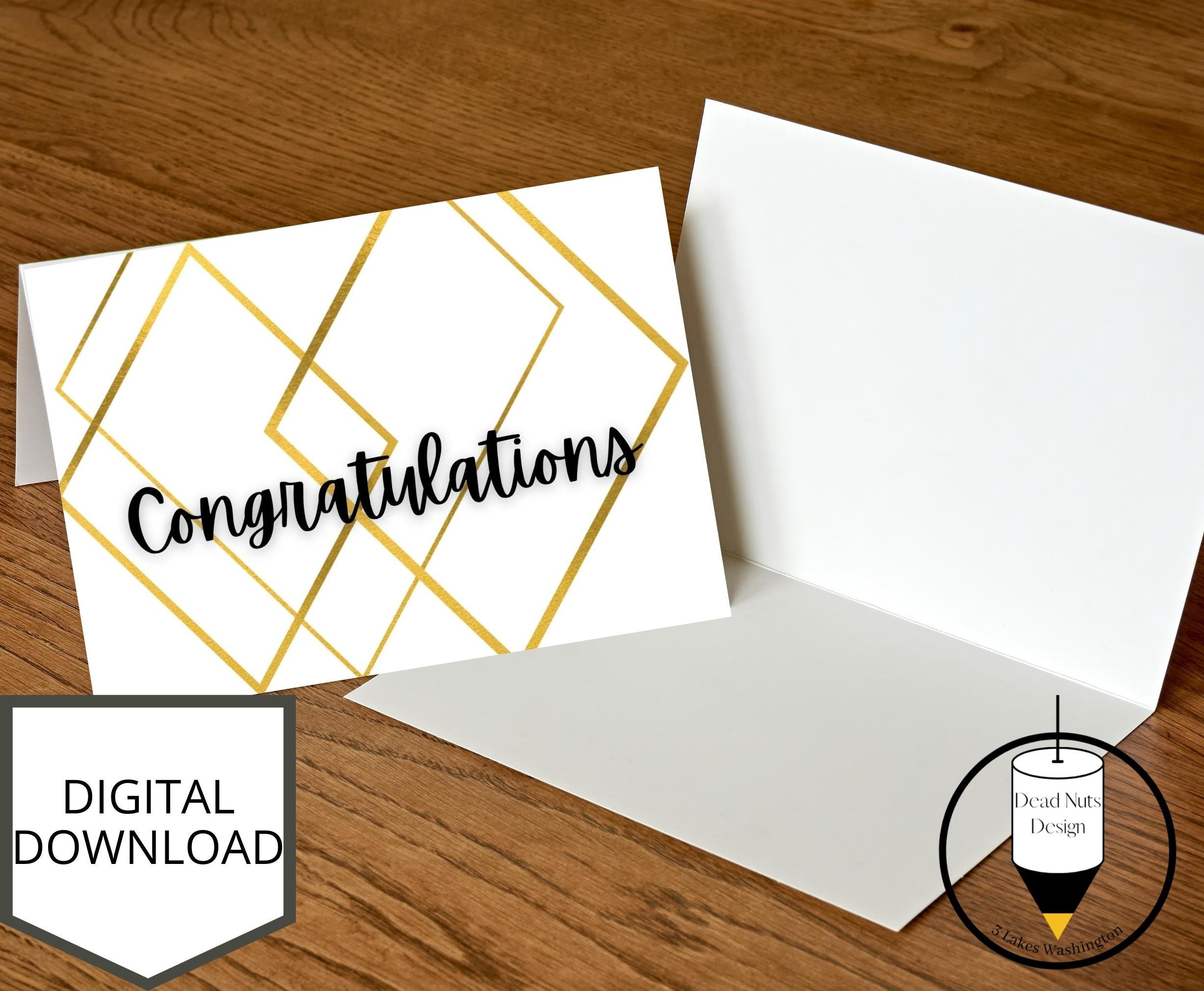 Printable Congratulations Greeting Card, Instant Download, 7x10 Inch ...