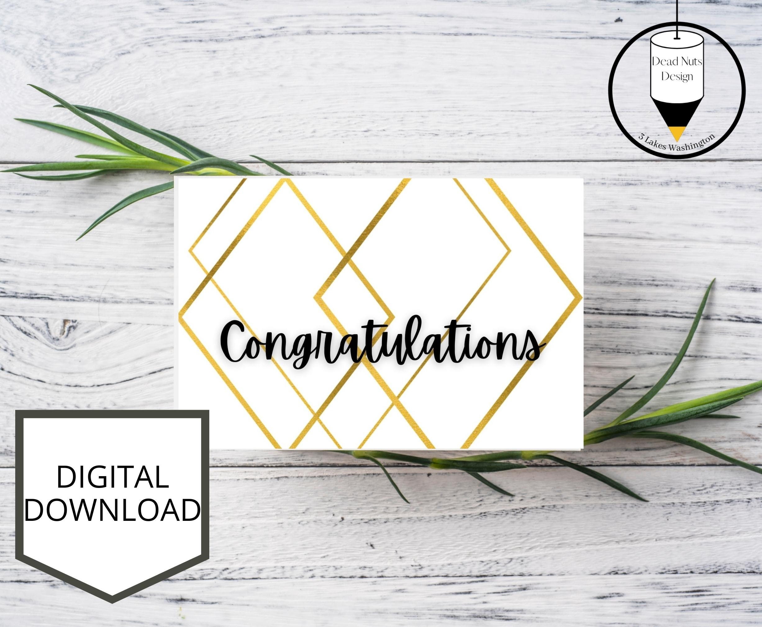 Printable Congratulations Greeting Card, Instant Download, 7x10 Inch ...