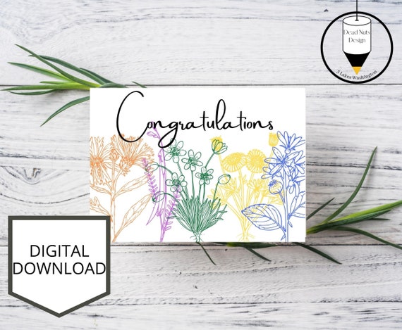 Printable Congratulations Card Whimsical Congratulations - Etsy
