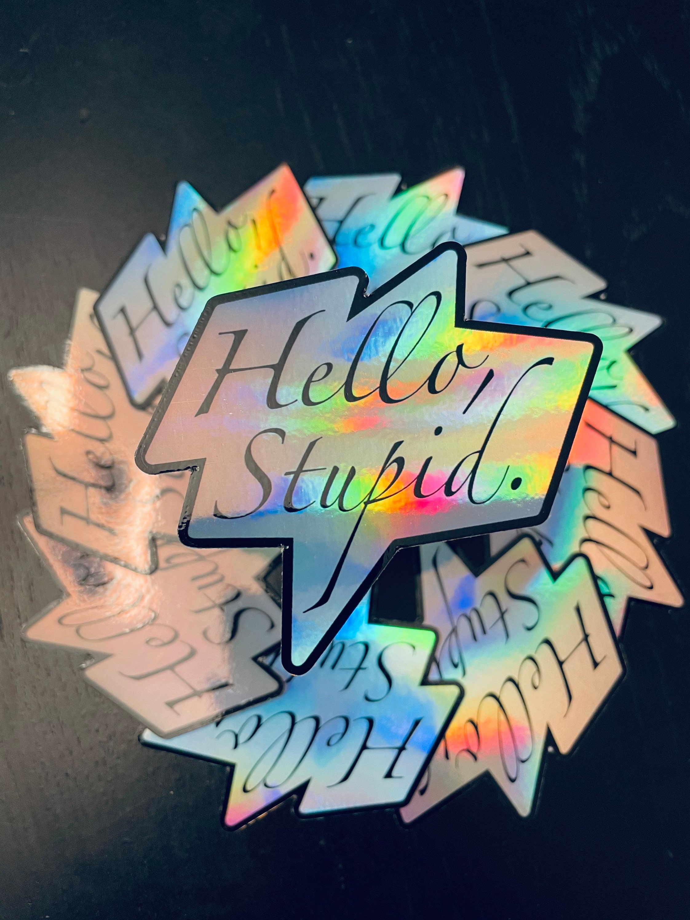 Funny Hello Stupid Holographic Sticker Vinyl Aufkleber | Etsy