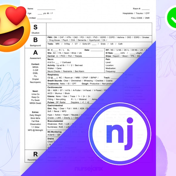 Sbar Nurse Report Sheet - Etsy