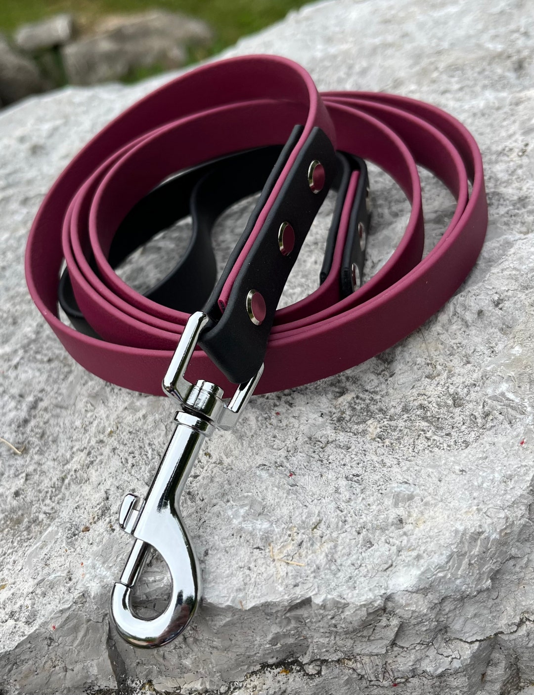 Biothane 6 Foot Leash Black and Wine With Nickel Hardware - Etsy